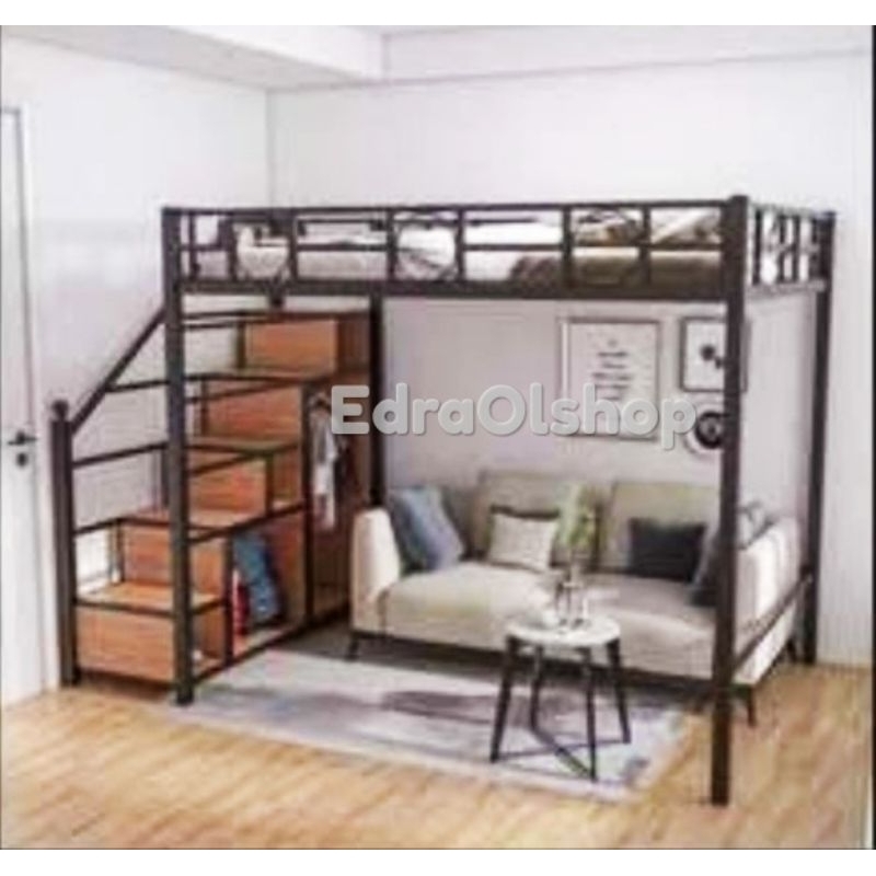 Jual Ranjang Mezzanine Besi Tangga Rak Lemari Tingkat Atas 160x200cm ...
