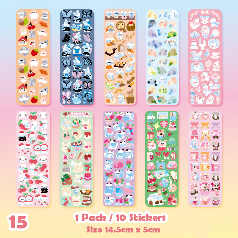 Jual (10 pcs) Sticker Karakter Lucu untuk Journaling Hologram Glitter ...
