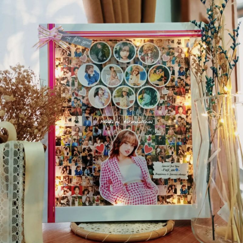 Jual Balon Mozaik Lampu Hias Foto LED Scrap box Bingkai Frame 21x30 cm ...