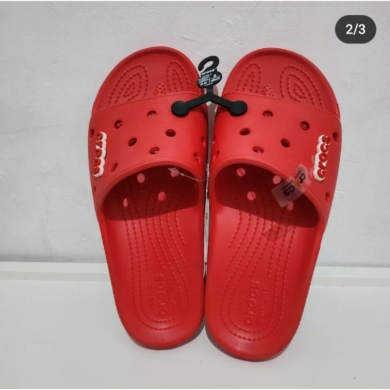 Jual Crocs Classic slide Red 43-44 / sendal sandals merah biru | Shopee ...