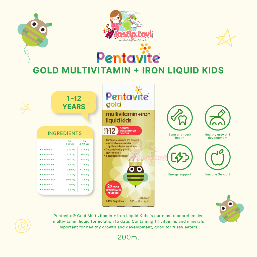Jual Pentavite Gold Multivitamin + Iron Liquid Kids | Shopee Indonesia