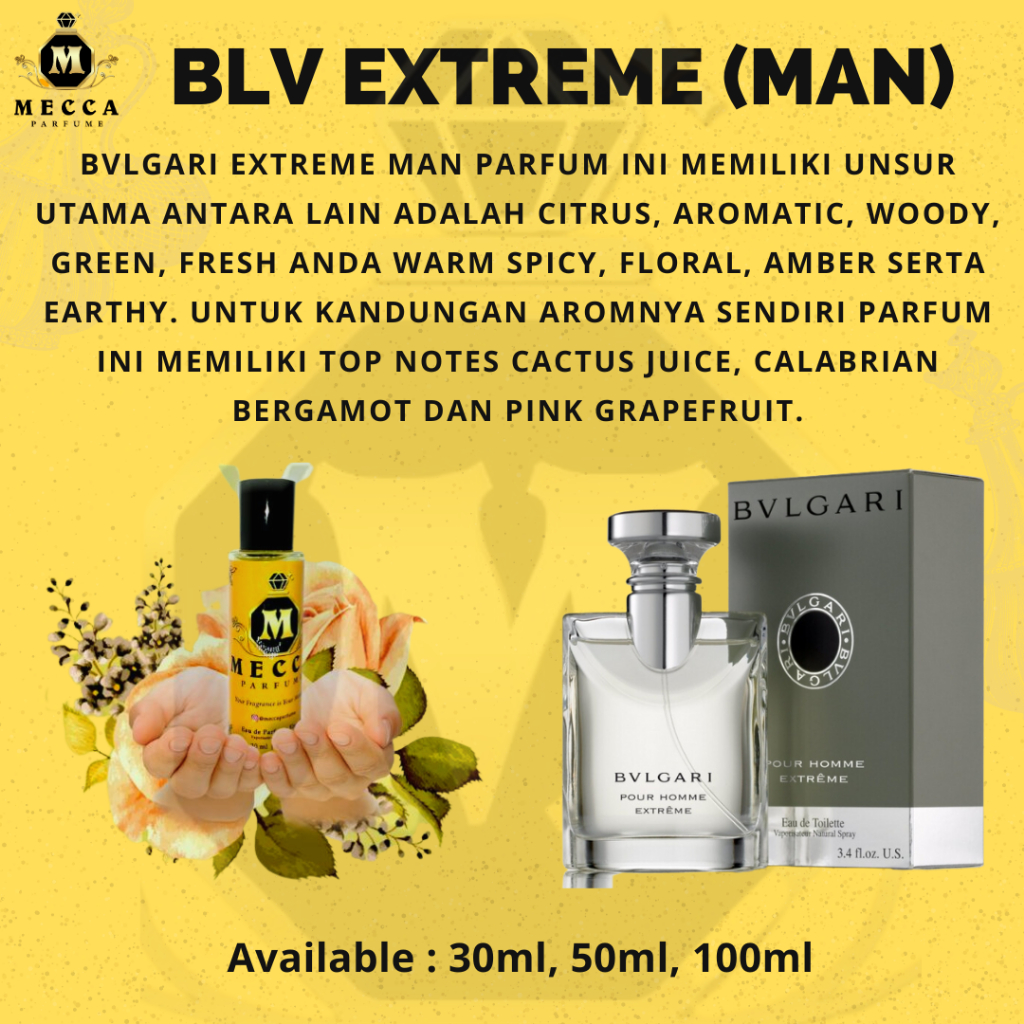 Jual BLV EXTREME BY MECCA PARFUME (BUY 1 GET 1 FREE RANDOM 15ML ...