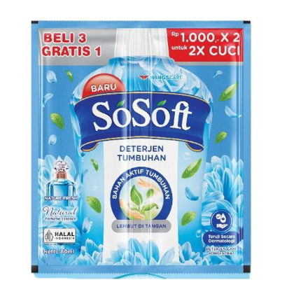 Jual SO SOFT LIQUID CAIR SACHET 80ml (40x2) NATURE FRESH DOUBLE ...