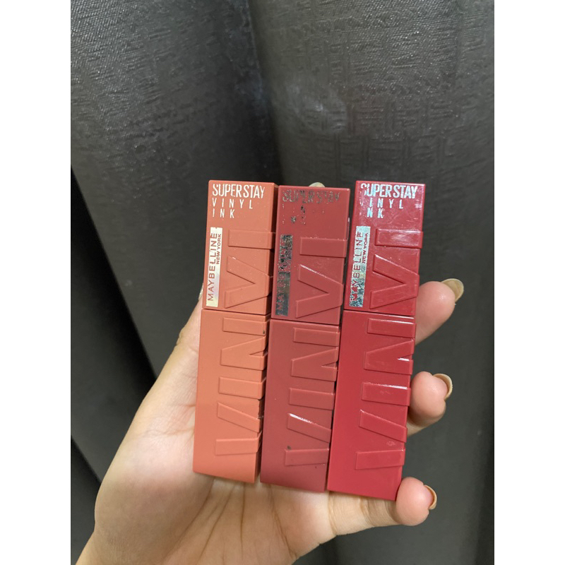 Jual Maybelline superstay vinyl ink shade saucy, peachy dan lippy ...