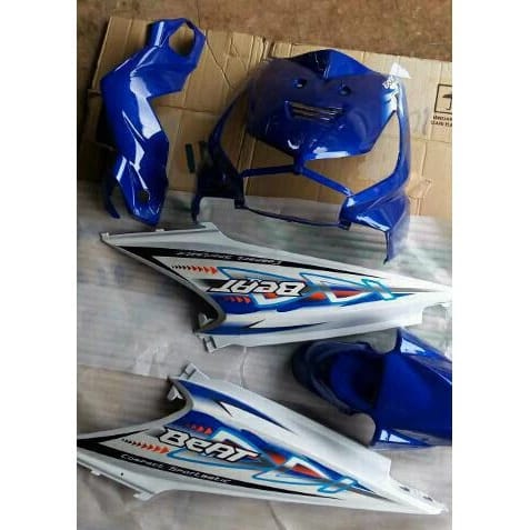 Jual cover body full halus motor honda beat warna biru putih plus ...