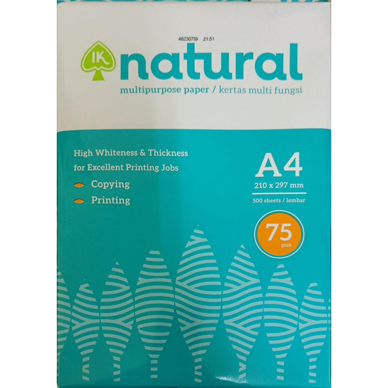 Jual kertas Hvs A4 merek Natural 75 GSM | Shopee Indonesia