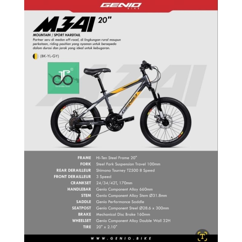 Jual Sepeda MTB 20" Genio M341 M-341 TERBARU | Shopee Indonesia