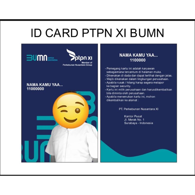 Jual Cetak Id Card BUMN custome BISA SATUAN printing | Shopee Indonesia