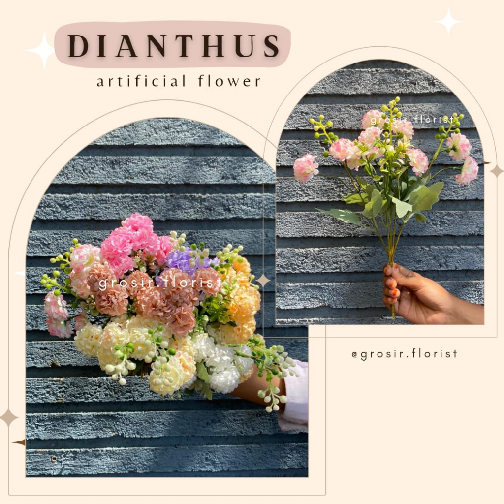 Jual (TT)TERLENGKAP DIANTHUS ARTIFICIAL FLOWER BUNGA SERUNI KRISAN ...