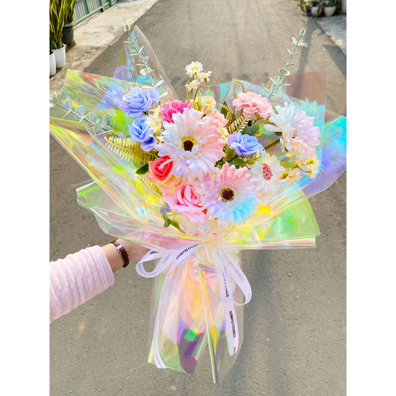 Jual Echiiglo - Rainbow Hologram artificial bouquet buket bunga palsu ...