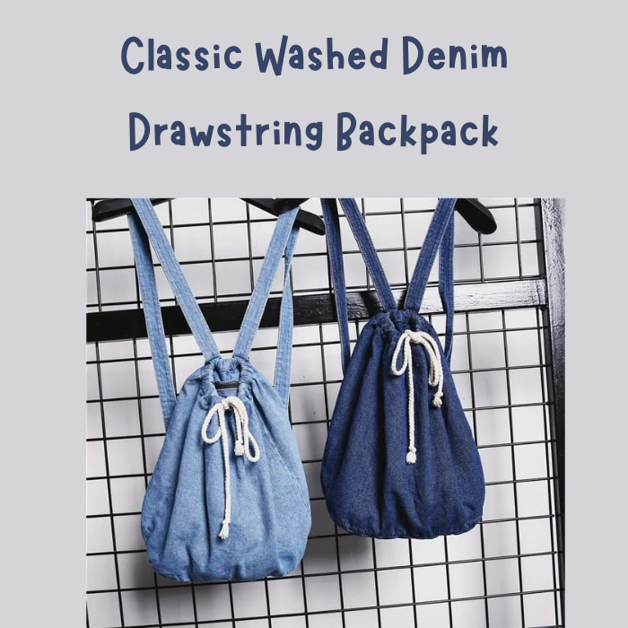 Jual OAOE CBD Classic Vintage Look Washed Denim Drawstring Backpack ...