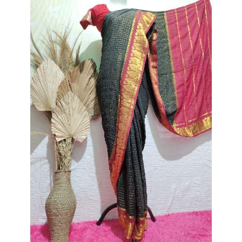 Jual BAJU INDIA/ SAREE SHIFON LILIT HITAM/ BAHAN JATUH CANTIK | Shopee ...