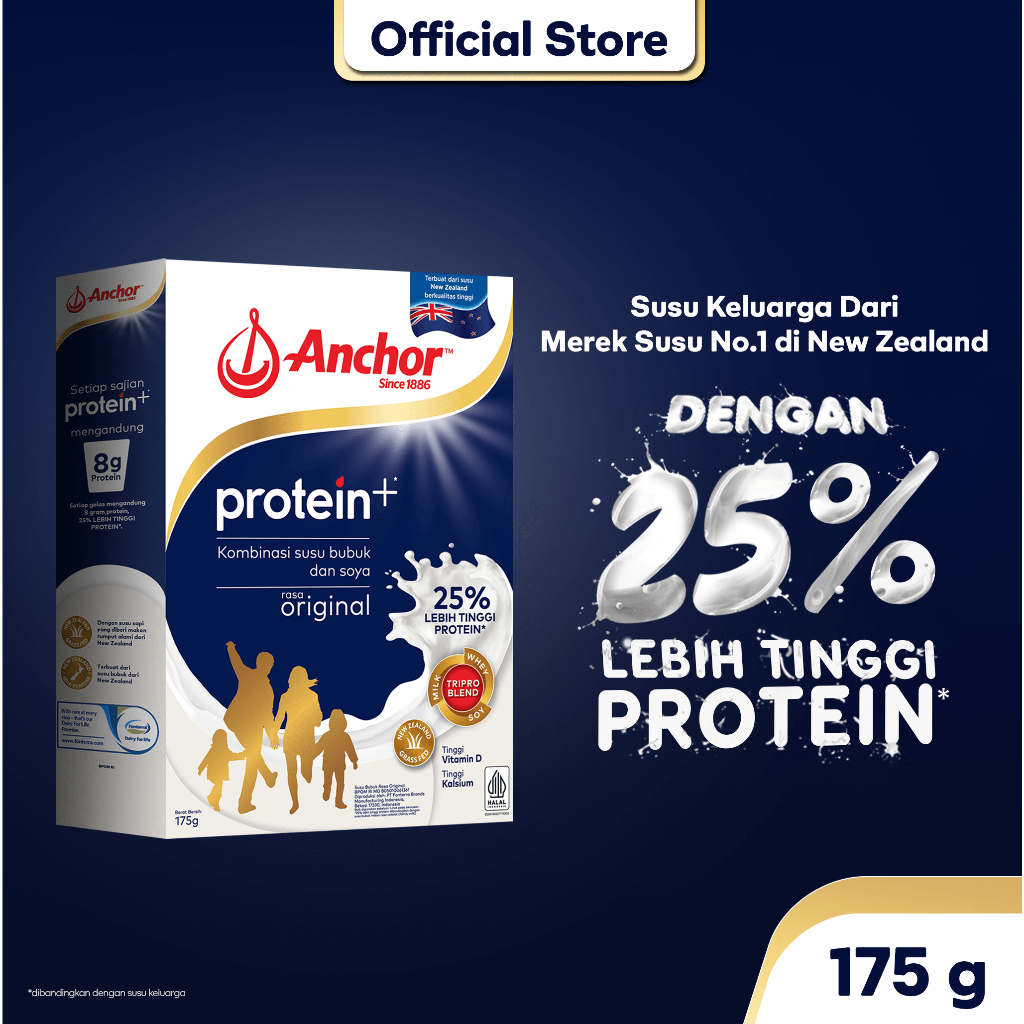 Jual Anchor Milk Protein+ Susu Keluarga Original 175g - Susu Bubuk ...