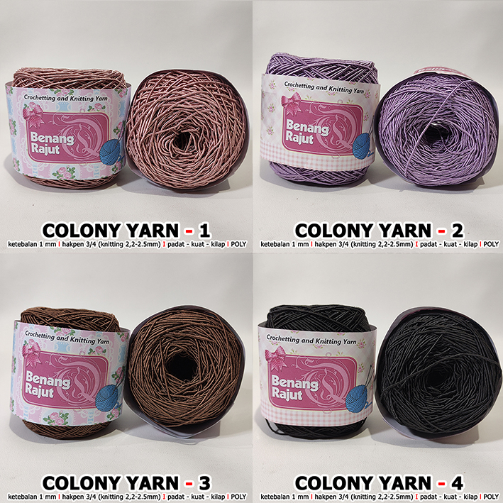 Jual BENANG RAJUT COLONY YARN D18 Small ply (Bahan Material : Katun ...