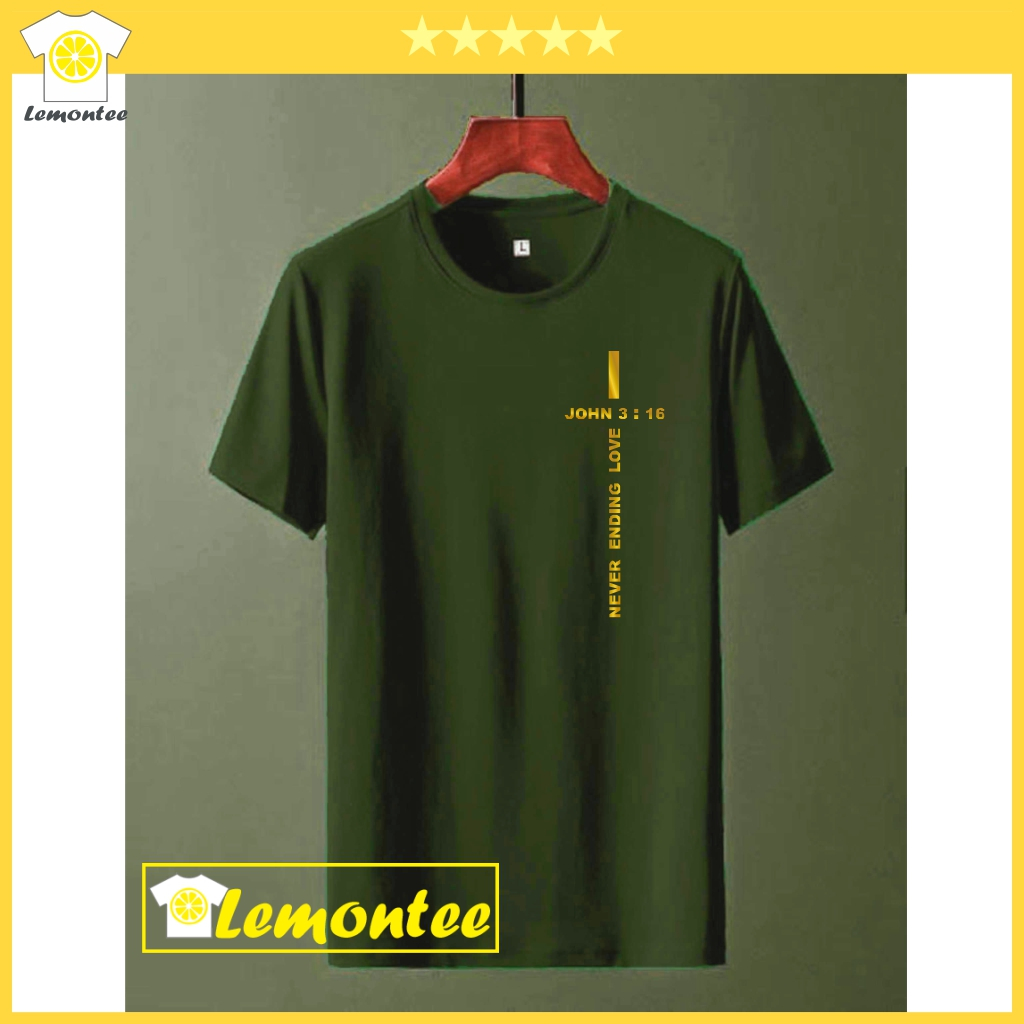 Jual Kaos Rohani Kristen Katolik JOHN 3 : 16 - NEVER ENDING LOVE GOLD ...