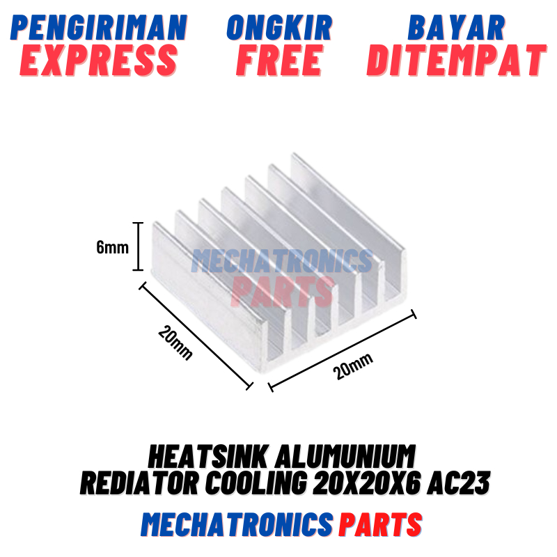 Jual HEATSINK ALUMINIUM REDIATOR COOLING PENDINGIN 20X20X6 HEATSINK ...