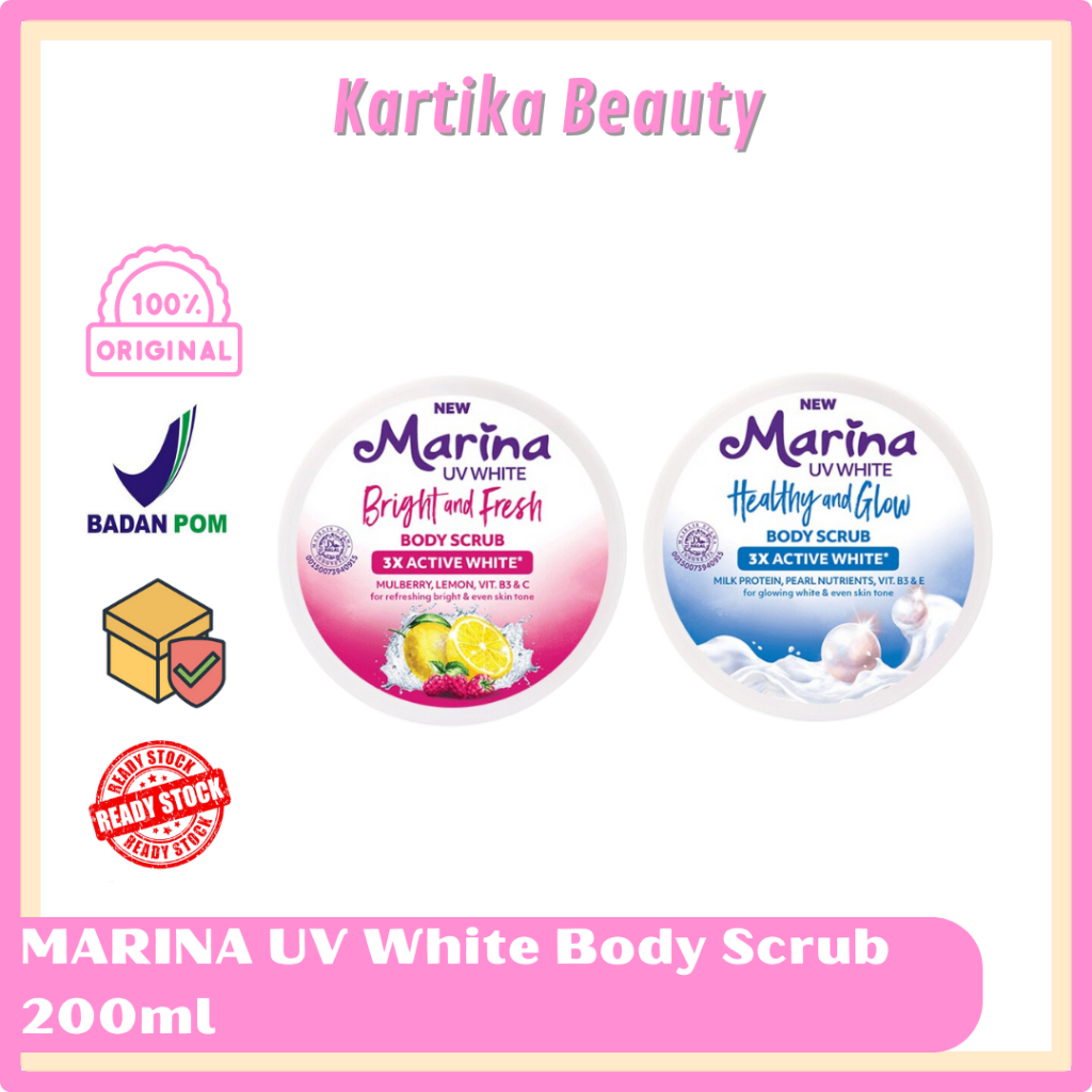 Jual MARINA UV WHITE BODY SCRUB 185 ML | LULUR MANDI PEELING BADAN ...
