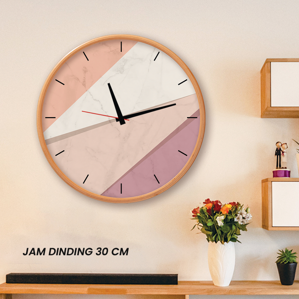 Jual HATA Jam Dinding Aesthetic / Jam Dinding Kayu / Sweep Movement ...