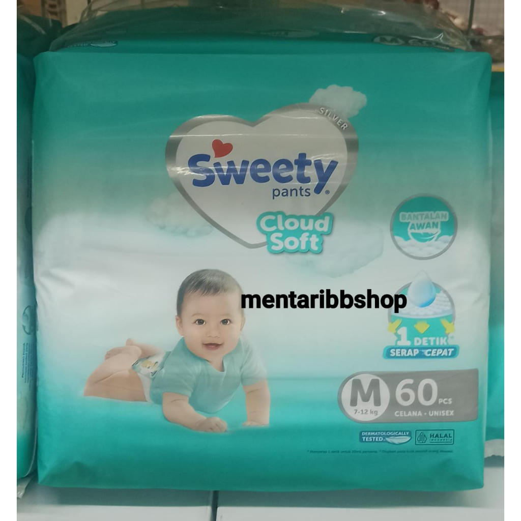 Jual SWEETY SILVER PANTS S66 M60 L54 mentaribbshop cloud soft silver ...
