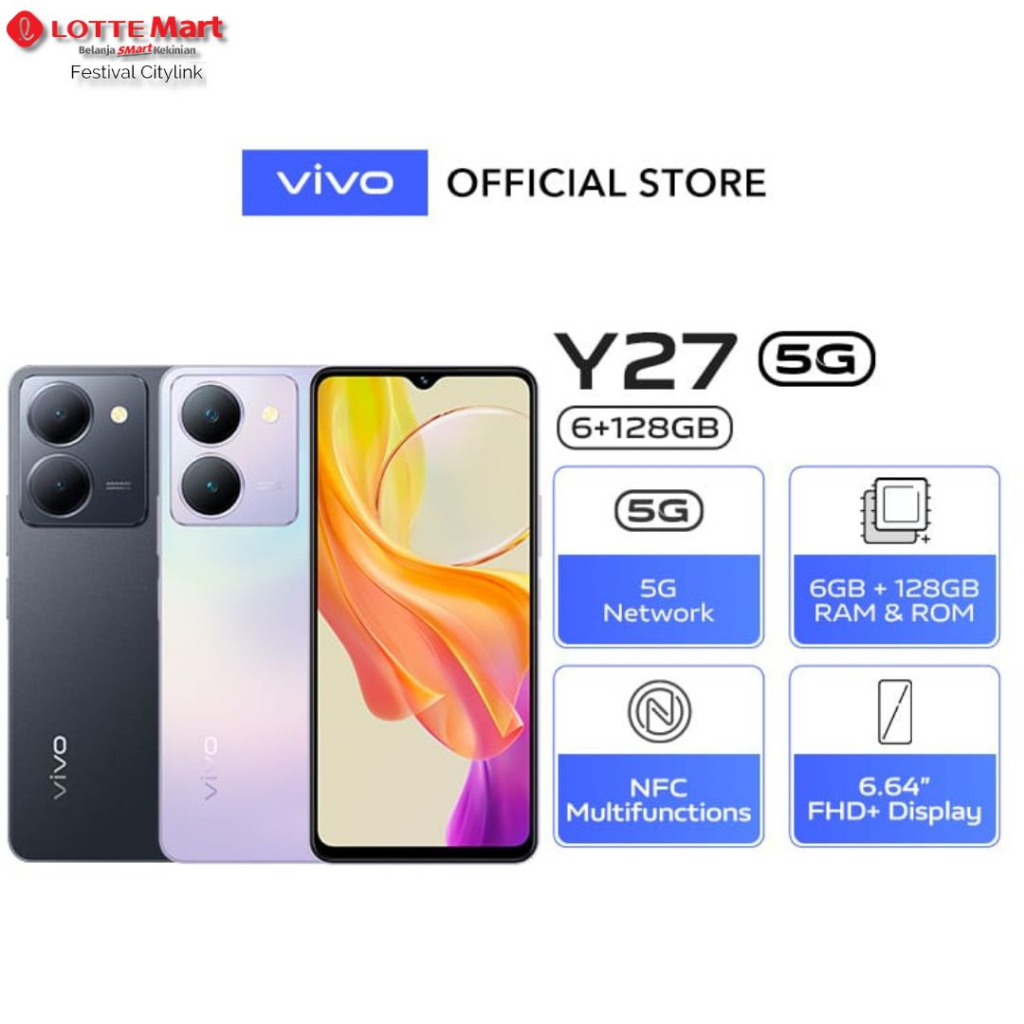 Jual Vivo Y27 5G 6/128GB NFC 50MP Camera 44W FlashCharge 5000mAh Y27 6/128 100% Original Garansi ...