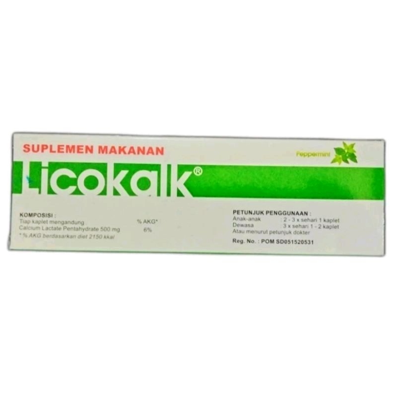 Jual LICOKALK - Calcium Lactate 500mg (100's /Dus) | Shopee Indonesia