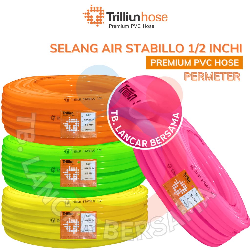 Jual SELANG AIR STABILLO TRILLIUN UK 1/2 INCH LENTUR & ELASTIS ( HARGA PERMETER ) | Shopee Indonesia