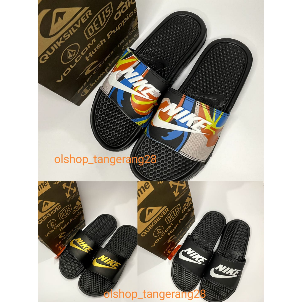 Jual SENDAL PRIA WANITA SLIP SANDALS SLOP SLIDE HITAM POLOS TERMURAH ...