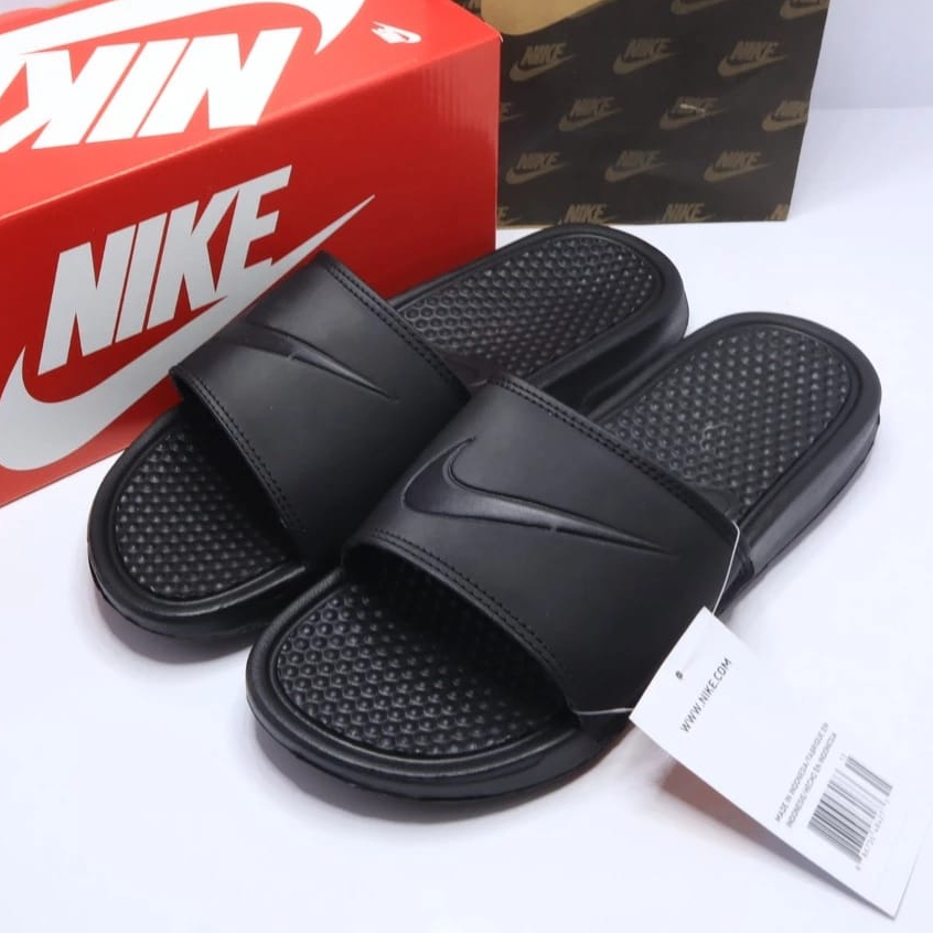 Jual SENDAL PRIA WANITA SLIP SANDALS SLOP SLIDE HITAM POLOS TERMURAH ...