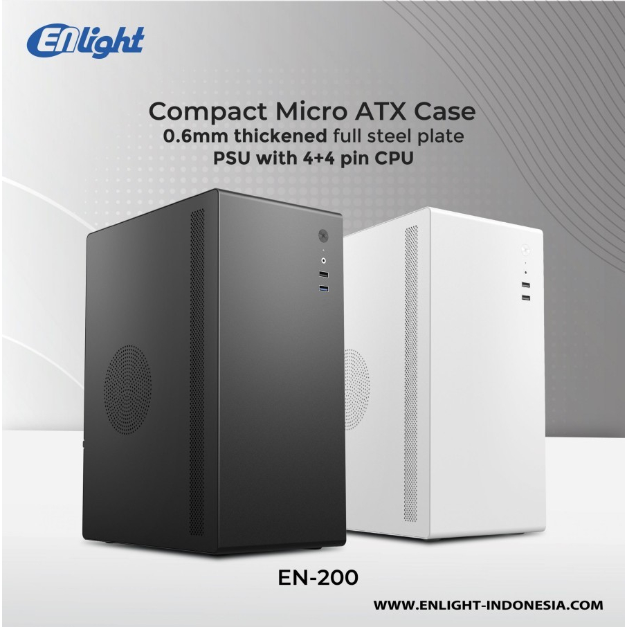 Jual ENLIGHT EN 200 + PSU 300W Black / White M-Atx Slim Case EN200 ...