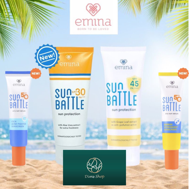 Jual Emina Sunscreen SPF 30 PA+++ 60 ml sun battle SPF 45 PA+++ 30ml | Emina Max Airy Protection ...