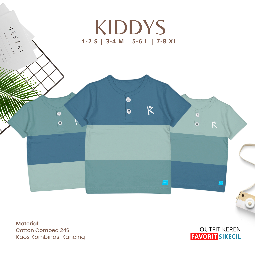 Jual Kiddys Baju Kaos Anak Unisex Three Tone Kancing Cotton Combed 24s ...