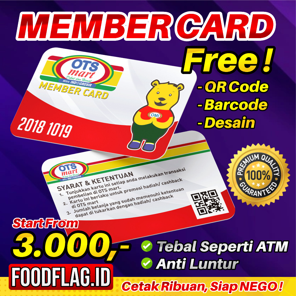 Jual Loyalty Card / Member Card / Kartu Pelanggan Tebal, Anti Luntur ...
