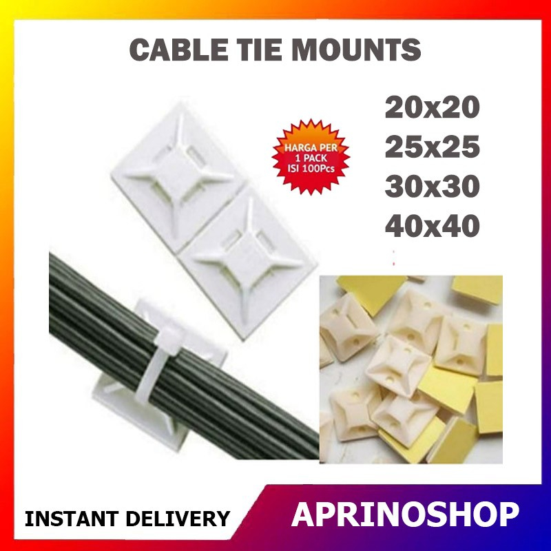 Jual Klem Kabel Tempel 100pcs Double Tape Klip Tie Mount Pengait Kabel ...