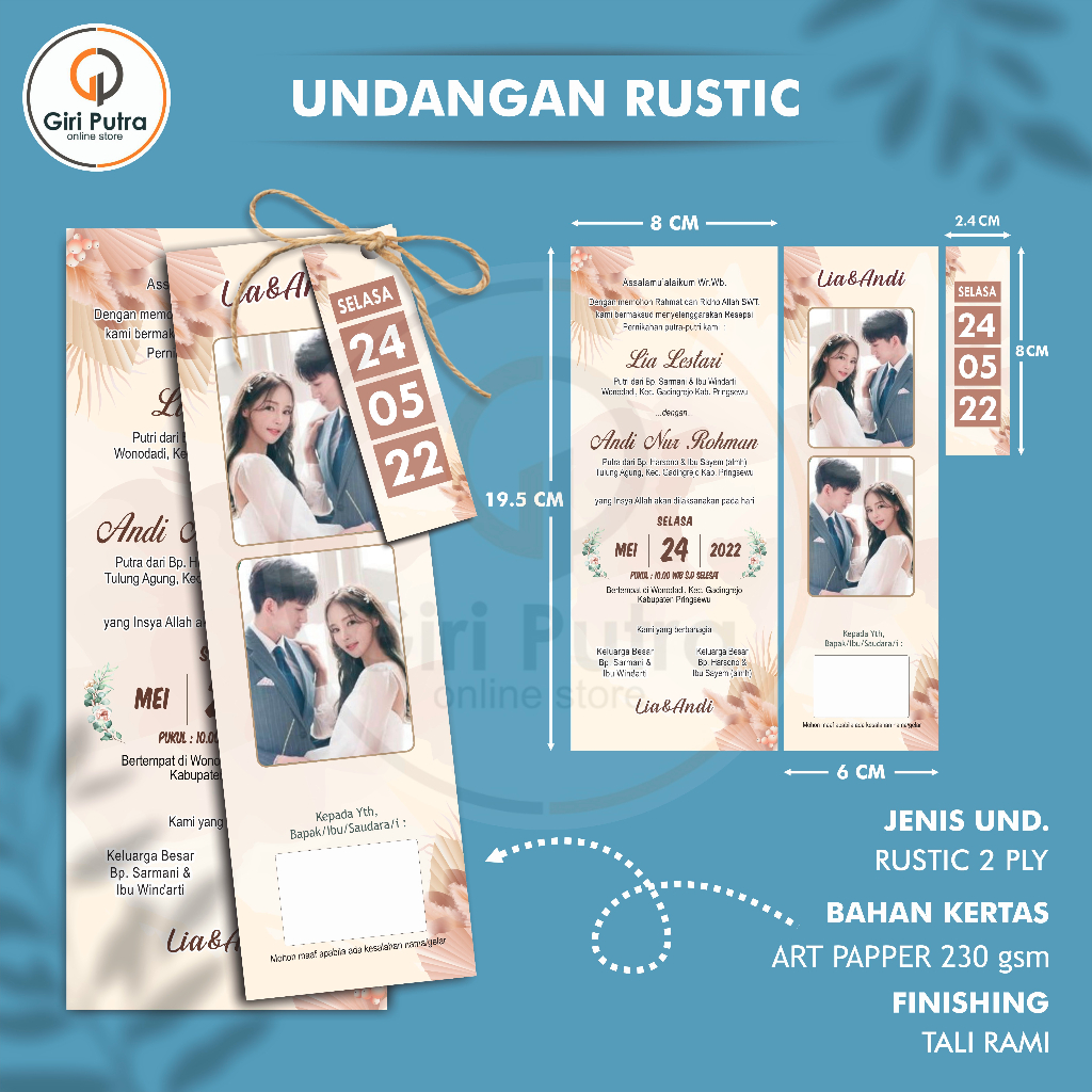 Jual Undangan Pernikahan / Undangan Tali Rami / Undangan Hantag ...