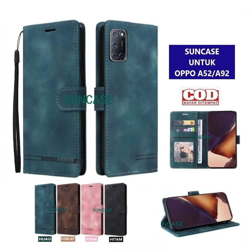 Jual Casing OPPO A92 / A52 model flip buka tutup case kulit ada tempat ...