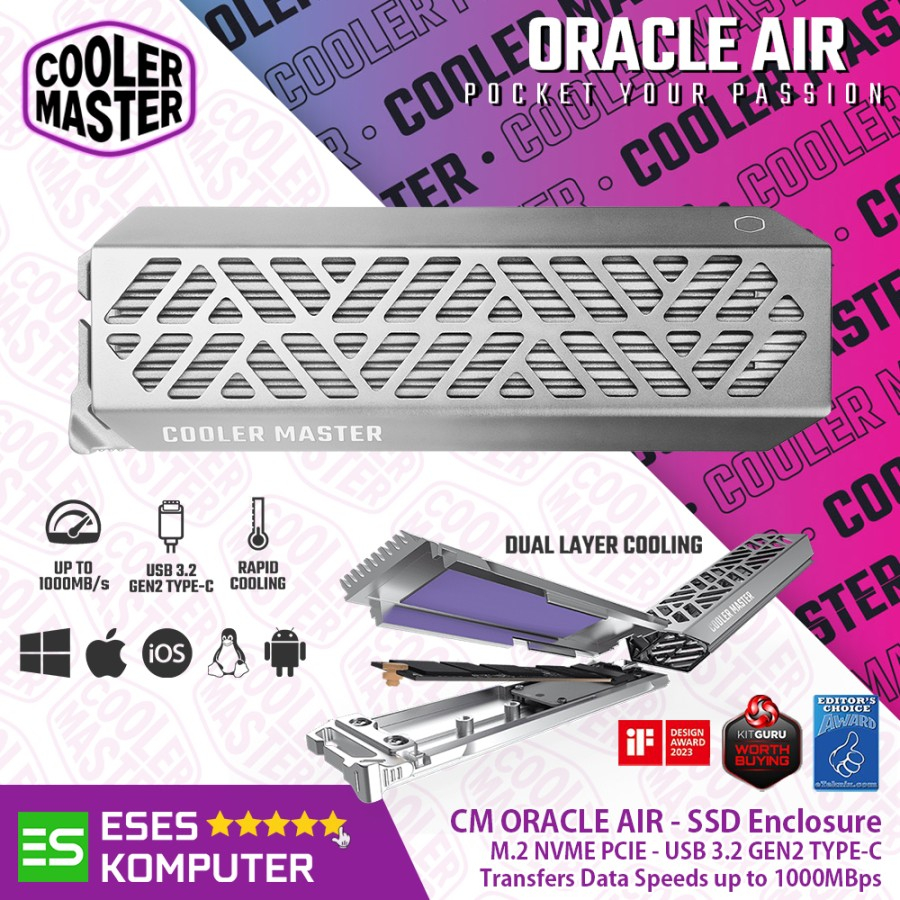 Jual Cooler Master Oracle AIR High Speed NVME M.2 SSD Enclosure USB3.2 ...