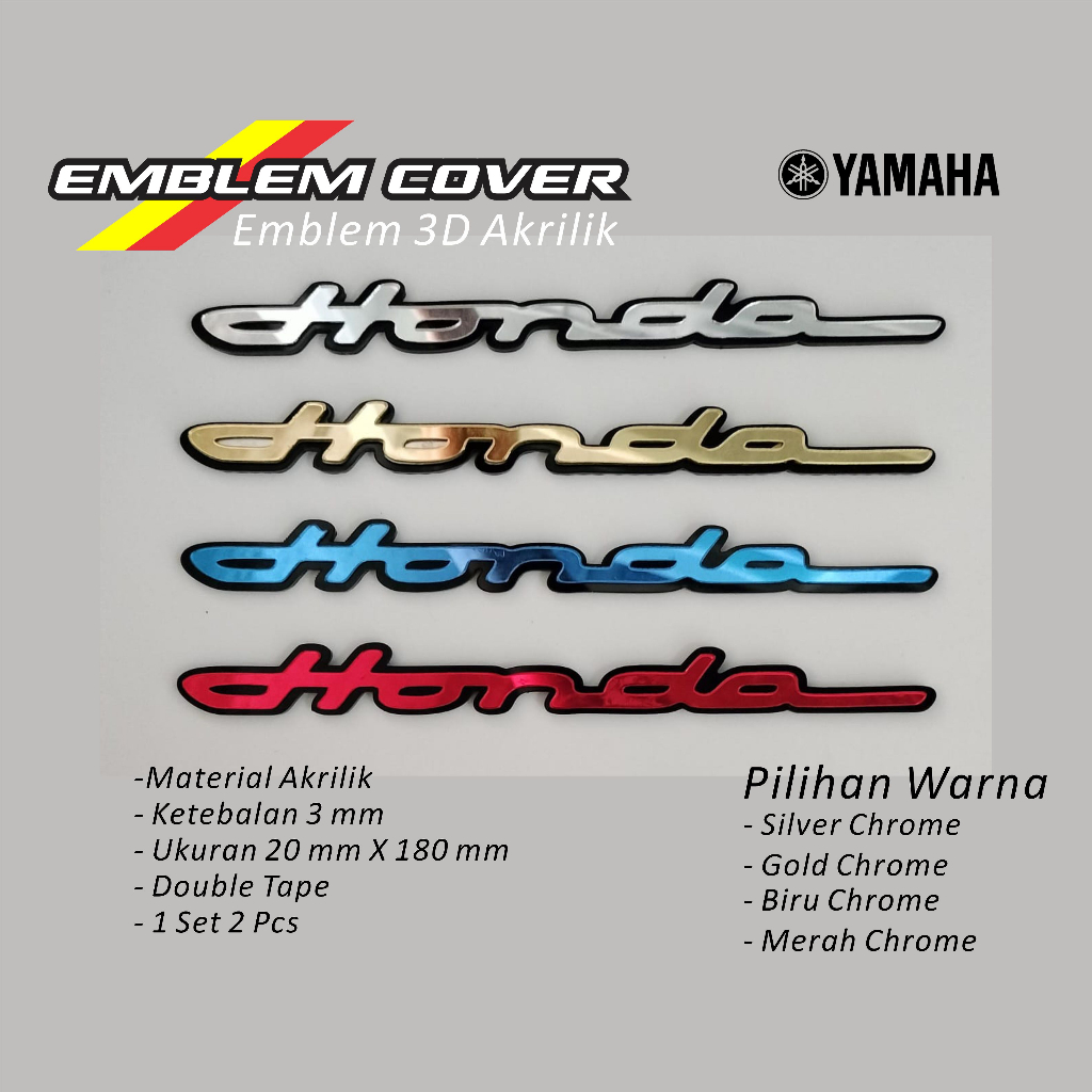 Jual EMBLEM FONT LATIN HONDA LOGO TIMBUL 3D BUKAN STIKER GOLD , SILVER ...
