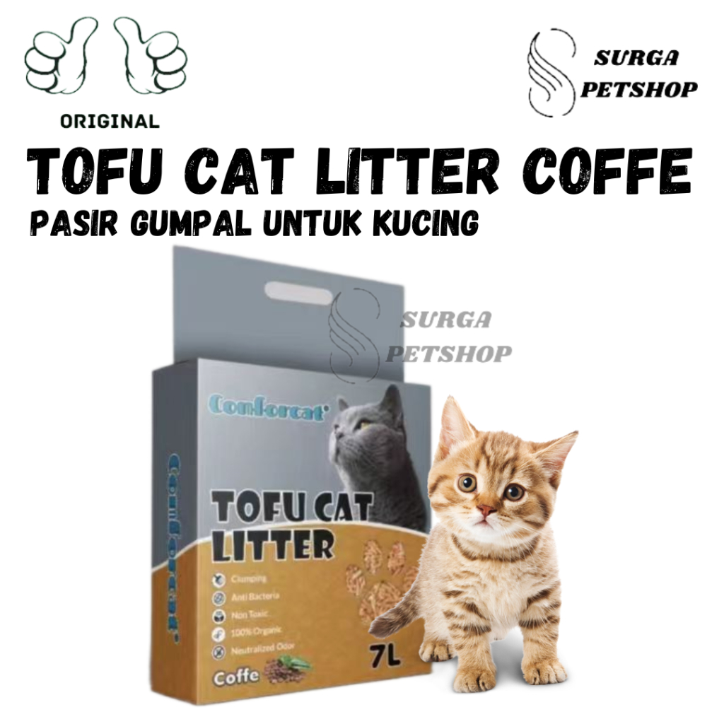 Jual Comforcat Tofu Cat Litter Coffee 7 L 2,5 kg Pasir Gumpal Untuk Kucing Flushable Aroma Kopi ...