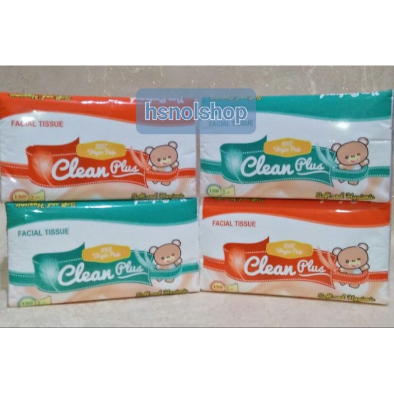 Jual Tissue Clean Plus 180 sheets 4 pack / Tissue Facial Clean Plus 180 ...