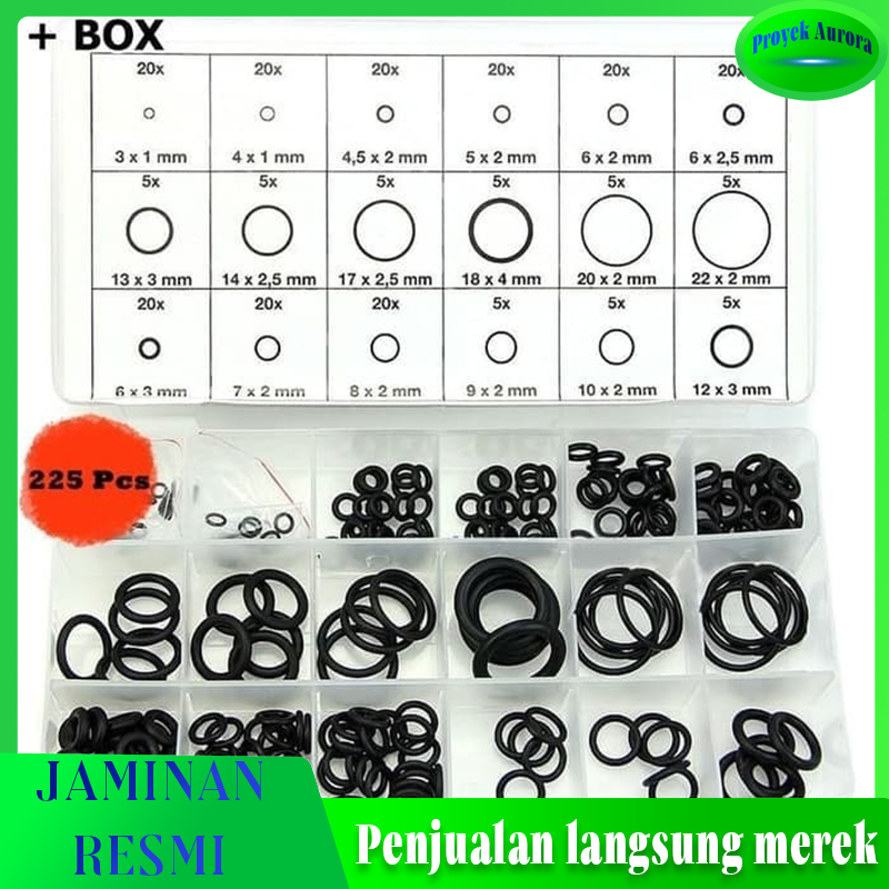 Jual ORING SET ORING SEAL KARET BOX SET PCP ANTI PANAS 225 PCS KARET RUBBER O RING SEAL ...