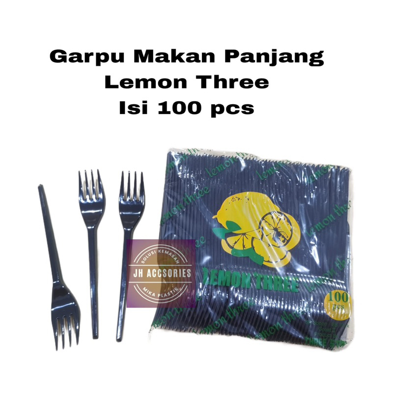 Jual Garpu Plastik Makan Panjang Lemon Three Hitam isi 100pcs | Shopee ...