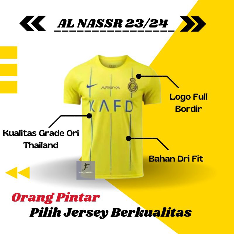 Jual Jersey Al Nassr Home 2023 2024 Grade Ori Import Baju Sepak Bola