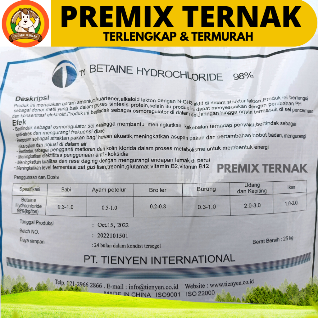 Jual BETAINE HCL 1 KG - Super Amino Protein & Atraktan Hewan Ayam Layer ...