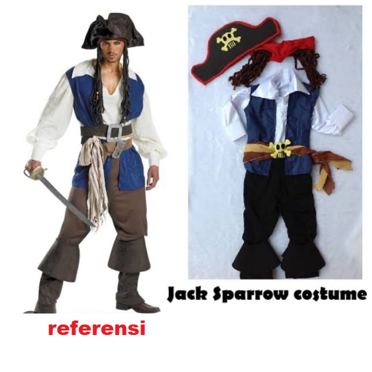 Jual Kostum Bajak Laut Dewasa Jack Sparrow Kostum lengkap Topi | Shopee ...