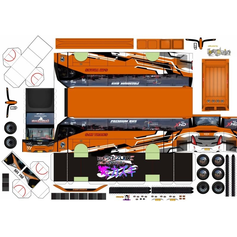 Jual Lembaran Pola Papercraft Bus skala 50 Tuan muda nafit trans putra ...