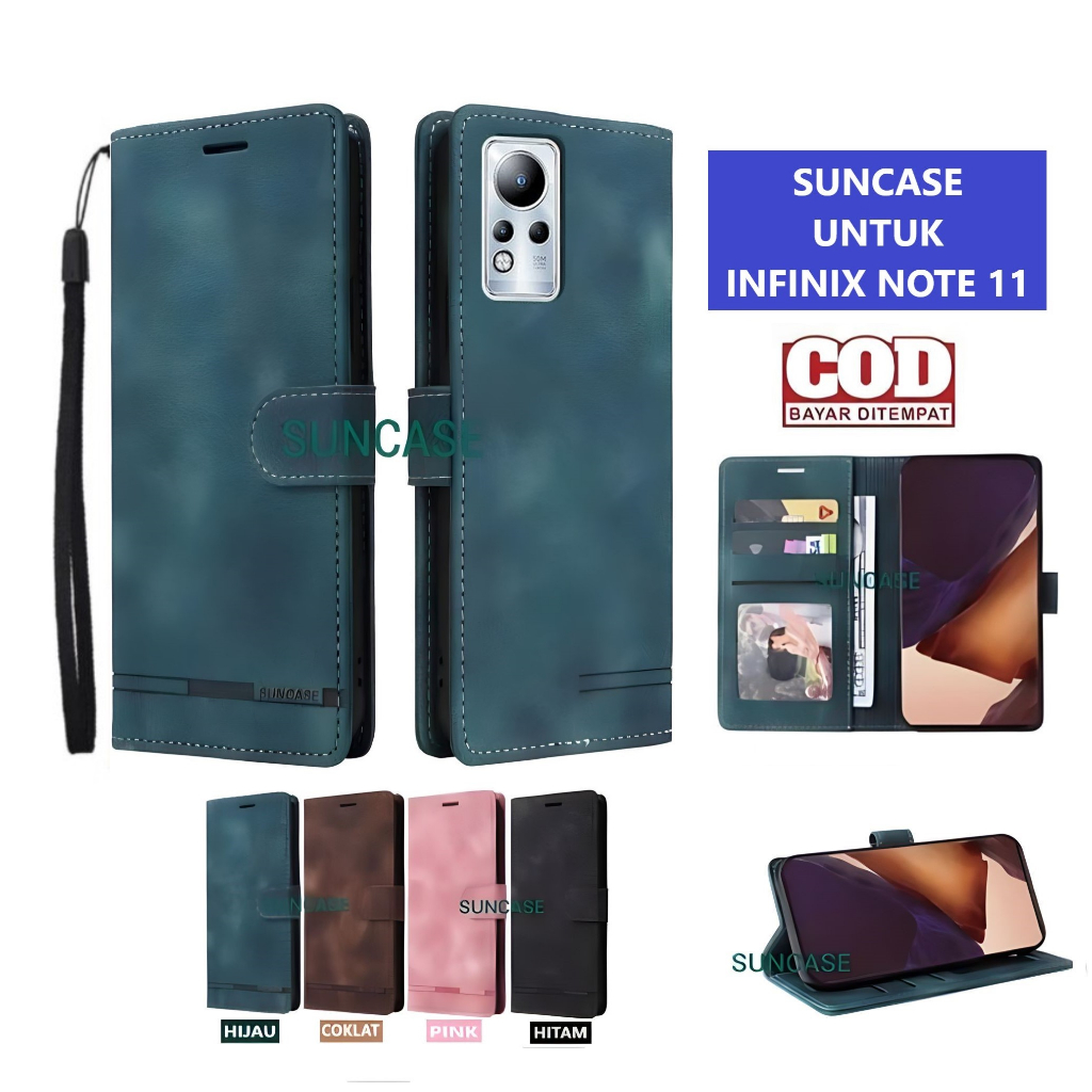 Jual Casing INFINIX NOTE 11 model flip buka tutup case kulit ada tempat ...
