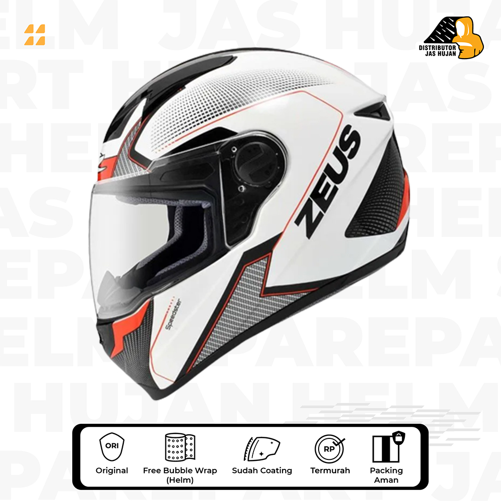 Jual Helm Full Face Zeus 811 White AL6 Black Red | Shopee Indonesia