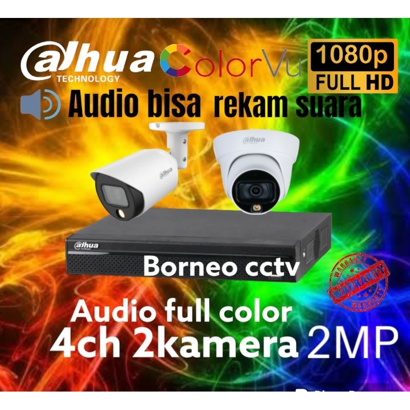 Jual PAKET CCTV DAHUA 2MP 4 CHANNEL 2 KAMERA COLORVU+AUDIO FULL COLOR ...