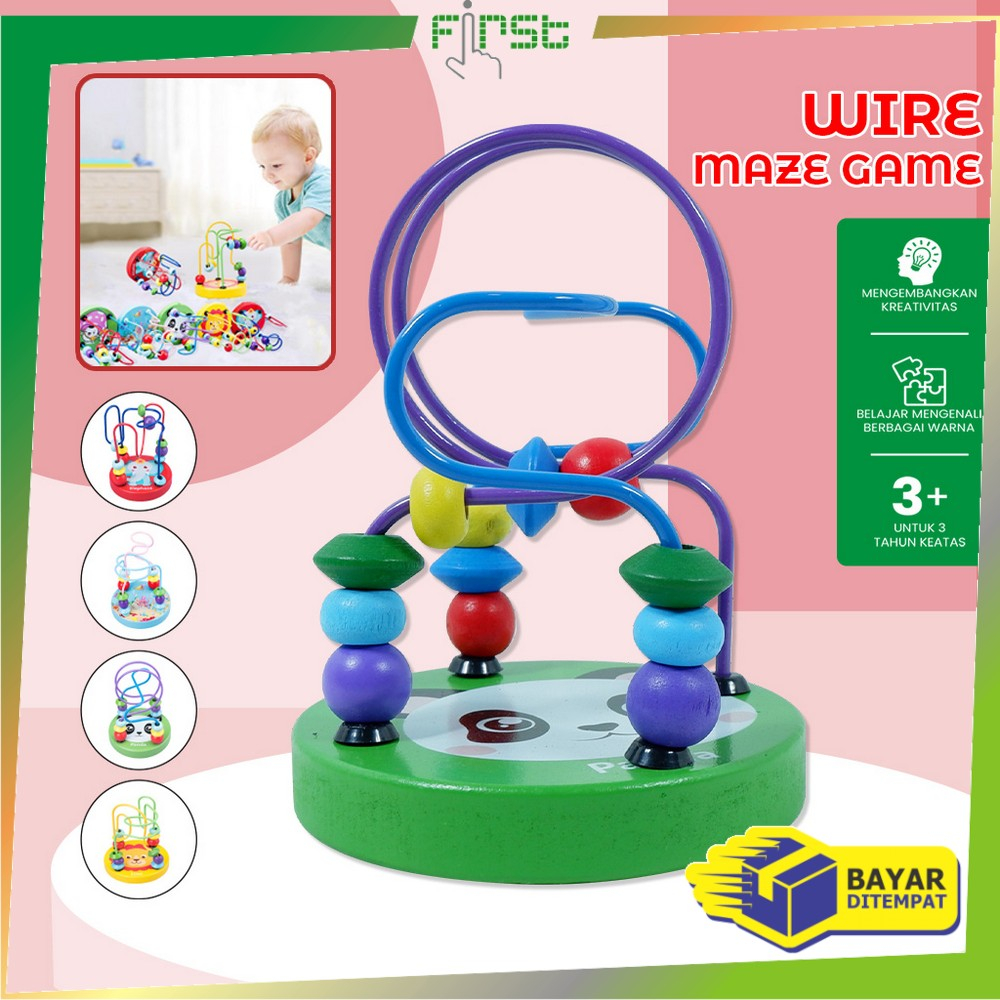 Jual FH-M333 Mini Round Beads Game Mainan Kayu Anak Karakter Animal ...