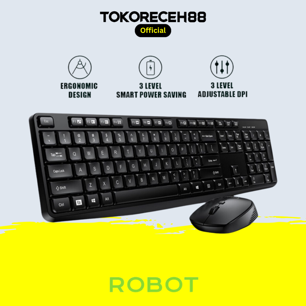 Jual KEYBOARD WIRELESS ROBOT KM3100 Portable Wireless Set Combo ...